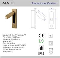 China Recessed mounted bedside reading light led reading wall light 3W rotate bedroom headboard wall light for hotel for sale