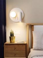 China Bedside reading wall lamp acrylic ball Nordic bedroom bed board light living Bedhead wall light for hotel for sale
