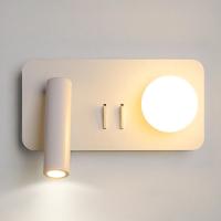 China White Reading acrylic ball Wall Lamp 3W +5W Interior Bedroom Bedside Desk Wall Sconce Light Fixture For Indoor Hotel for sale