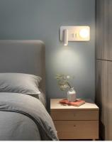 China White Reading acrylic ball Wall Lamp 3W +5W Interior Bedroom Bedside Desk Wall Sconce Light Fixture For Indoor Hotel for sale