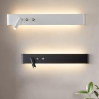 China linetype bedside wall lamp linear bedroom background wall lamp Nordic apartment hotel room headboard reading light for sale