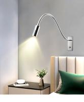 China Good quality recessed mounted 3W reading wall lamp hotel led flexible arm bedside reading light for house decoration for sale