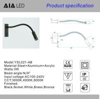 China Good quality recessed mounted 3W reading wall lamp hotel led flexible arm bedside reading light for house decoration for sale
