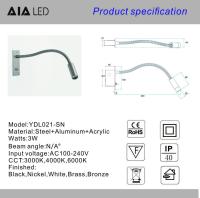 China Good quality recessed mounted 3W reading wall lamp hotel led flexible arm bedside reading light for house decoration for sale