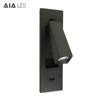 China Hotel flat 2.1A 5V USB reading light flexible bedside wall lamp hotel bed headboard study bed wall light bedroom for sale