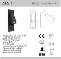 China Hotel flat 2.1A 5V USB reading light flexible bedside wall lamp hotel bed headboard study bed wall light bedroom for sale