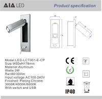 China Hotel flat 2.1A 5V USB reading light flexible bedside wall lamp hotel bed headboard study bed wall light bedroom for sale
