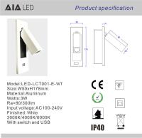 China Hotel flat 2.1A 5V USB reading light flexible bedside wall lamp hotel bed headboard study bed wall light bedroom for sale
