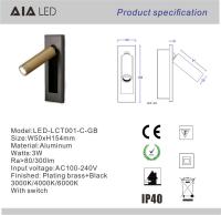 China Recessed mounted any finish reading wall light 3W led wall lamp led reading bedside lights for sale