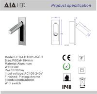 China Recessed mounted any finish reading wall light 3W led wall lamp led reading bedside lights for sale