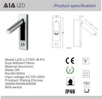 China Contemporary embedded mounted Gold Brushed led wall lamps 3W led wall light led reading bedside wall light for sale
