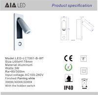 China Contemporary embedded mounted Gold Brushed led wall lamps 3W led wall light led reading bedside wall light for sale