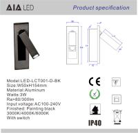 China Rotating Recessed mounted bed sides light 3W led bed lighting reading light bed head wall lamp for sale