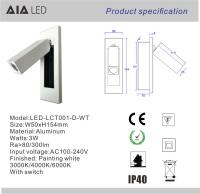China Rotating Recessed mounted bed sides light 3W led bed lighting reading light bed head wall lamp for sale