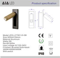 China Rotating Recessed mounted bed sides light 3W led bed lighting reading light bed head wall lamp for sale