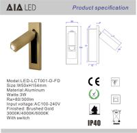 China Rotating Recessed mounted bed sides light 3W led bed lighting reading light bed head wall lamp for sale