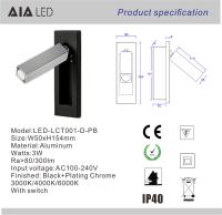 China Rotating Recessed mounted bed sides light 3W led bed lighting reading light bed head wall lamp for sale