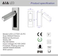 China Rotating Recessed mounted bed sides light 3W led bed lighting reading light bed head wall lamp for sale