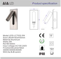 China Adjustable stainless steel flexible LED headboard reading light modern aluminum hotel bedside wall light bed wall lamp for sale