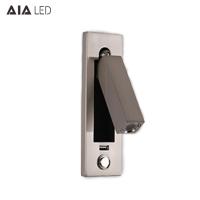 China impaction hotel wall light with usb port 3W usb book lighting rechargeable headboard led bed wall light for sale