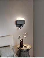 China Wall lamp modern bedroom study lens acrylic shade wall light led simple living room lamp creative hotel bed for sale