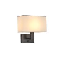 China Surface mounted hotel wall lamp bedroom indoor fabric shade bedroom bedhead wall light USB bedside wall light for sale