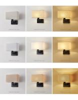 China Surface mounted hotel wall lamp bedroom indoor fabric shade bedroom bedhead wall light USB bedside wall light for sale