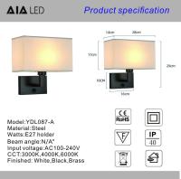 China Surface mounted hotel wall lamp bedroom indoor fabric shade bedroom bedhead wall light USB bedside wall light for sale