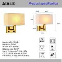 China USB hotel bedside lamp bedroom bedhead wall lamp indoor fabric shade modern reading light wall lamp interior for sale