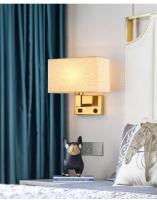 China USB hotel bedside lamp bedroom bedhead wall lamp indoor fabric shade modern reading light wall lamp interior for sale