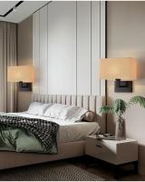 China USB hotel bedside lamp bedroom bedhead wall lamp indoor fabric shade modern reading light wall lamp interior for sale