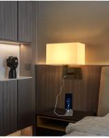 China USB hotel bedside lamp bedroom bedhead wall lamp indoor fabric shade modern reading light wall lamp interior for sale