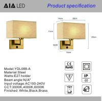 China USB hotel bedside lamp bedroom bedhead wall lamp indoor fabric shade modern reading light wall lamp interior for sale