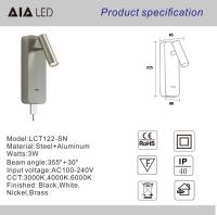 China Adjustable cylinder bed reading wall lamp bedside light USB flexible headboard spot light for hotel villa project for sale