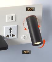 China Multifunctional hotel villa apartment reading wall lamp USB Type-C wireless charger socket bedside light bedroom lamp for sale