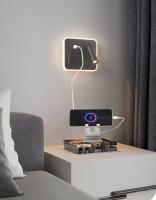 China Multifunctional hotel villa apartment reading wall lamp USB Type-C wireless charger socket bedside light bedroom lamp for sale
