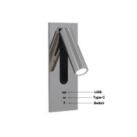 China USB type-C 3W bedside reading wall light headboard wall lights hotel villa bed wall lamps rotate lamp for sale