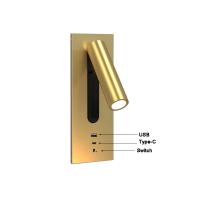 China USB type-C 3W bedside reading wall light headboard wall lights hotel villa bed wall lamps rotate lamp for sale