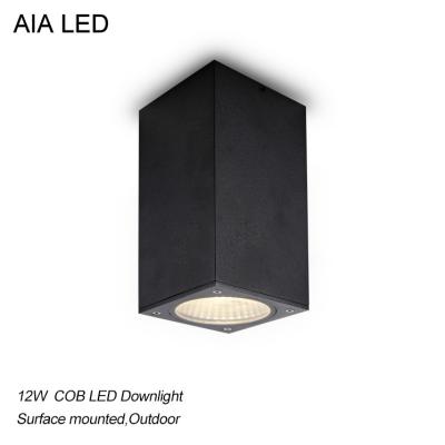 China IP65 black Square waterproof 12W CreeCOB LED downlight/Outdoor LED light for toliet for sale