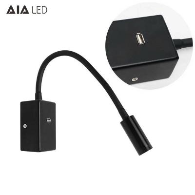 China Modern surface mounted flexible USB led reading wall lamp 3W led bed wall light led bedside wall light for sale