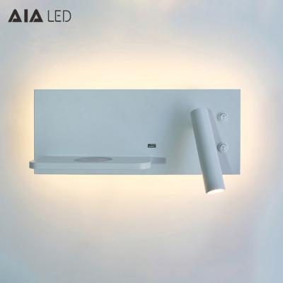 China Hotel project bedroom bedside reading LED wall lamp mobile phone USB wireless charging multi-function background light for sale