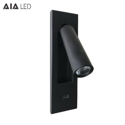 China Bedside wall lamp USB rechargeable LED reading lamp 3W embedded rotatable spotlight for sale