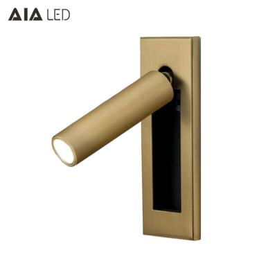China Hotel room bedside LED reading light 3W rotatable embedded reading wall light for sale