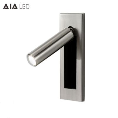 China modern Hotel bedside LED reading lamp 3W rotatable recessed reading wall light bed wall light for sale