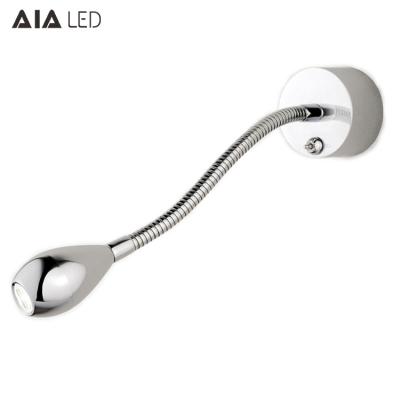 China IP40 more flexible bedside wall lamp 3W Indoor LED gooseneck wall light bed wall light for hotel for sale
