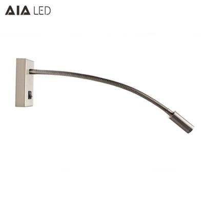 China IP40 flexible square base 3W Indoor led reading lamp LED bedside wall lights for hotel decoration for sale