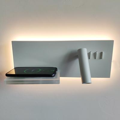 China Wireless charging usb reading light led reading lamp for bed headboard reading light led reading light for hotel for sale
