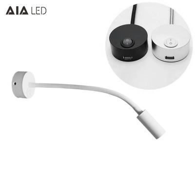 China IP40 usb wall light bedside reading lamp USB 3W Indoor headboard reading light for villa project for sale
