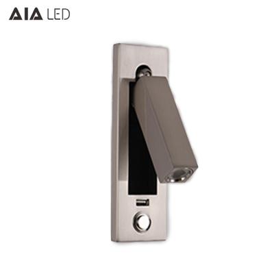 China Modern brushed nickel USB reading wall lamp flexible 3W led bed wall light led headboard light for sale