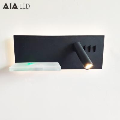 China Wireless charging usb LED bedside reading light/inside led wall light headboard wall light for hotel for sale